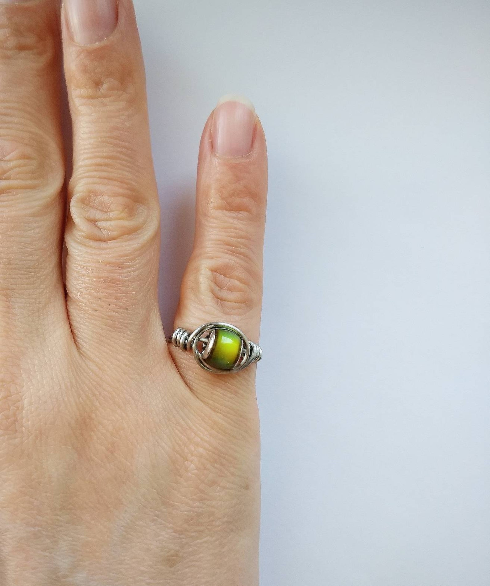 Adult Mood Ring, Wire Wrapped Ring, Boho Ring, Stainless Steel Ring - Etsy