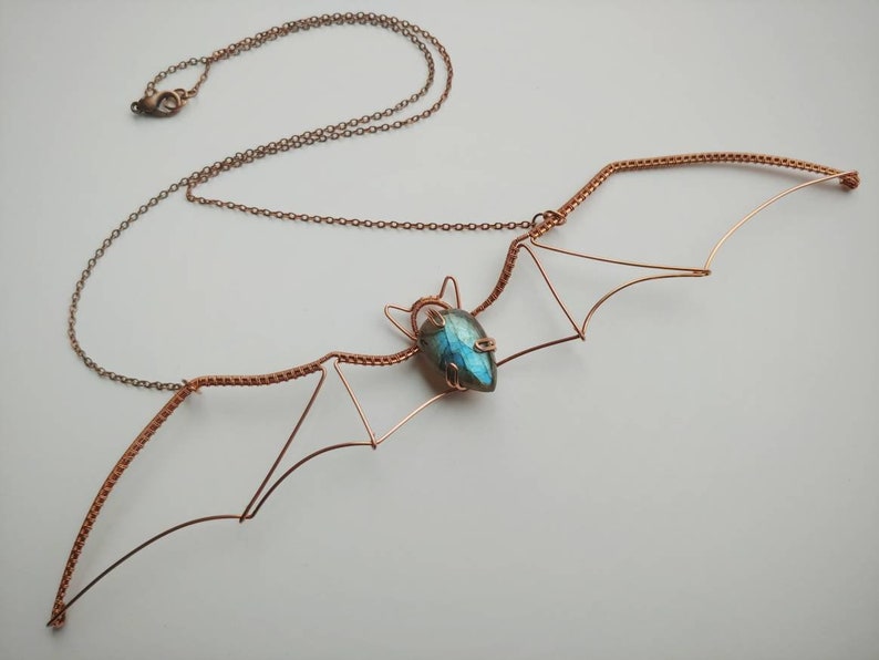 Bat Necklace Wire Wrapped Bat Necklace Statement Necklace | Etsy