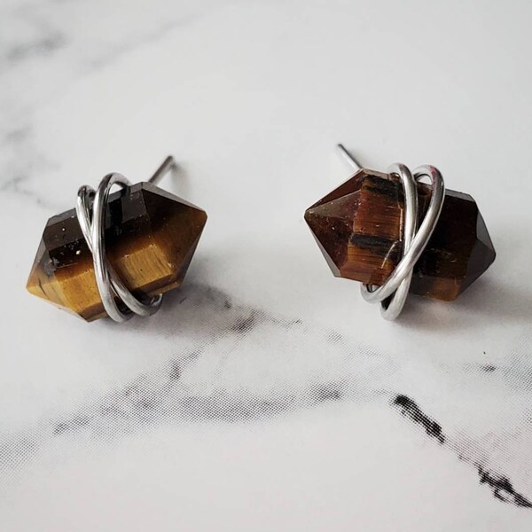 Tiger Eye Earrings - Etsy