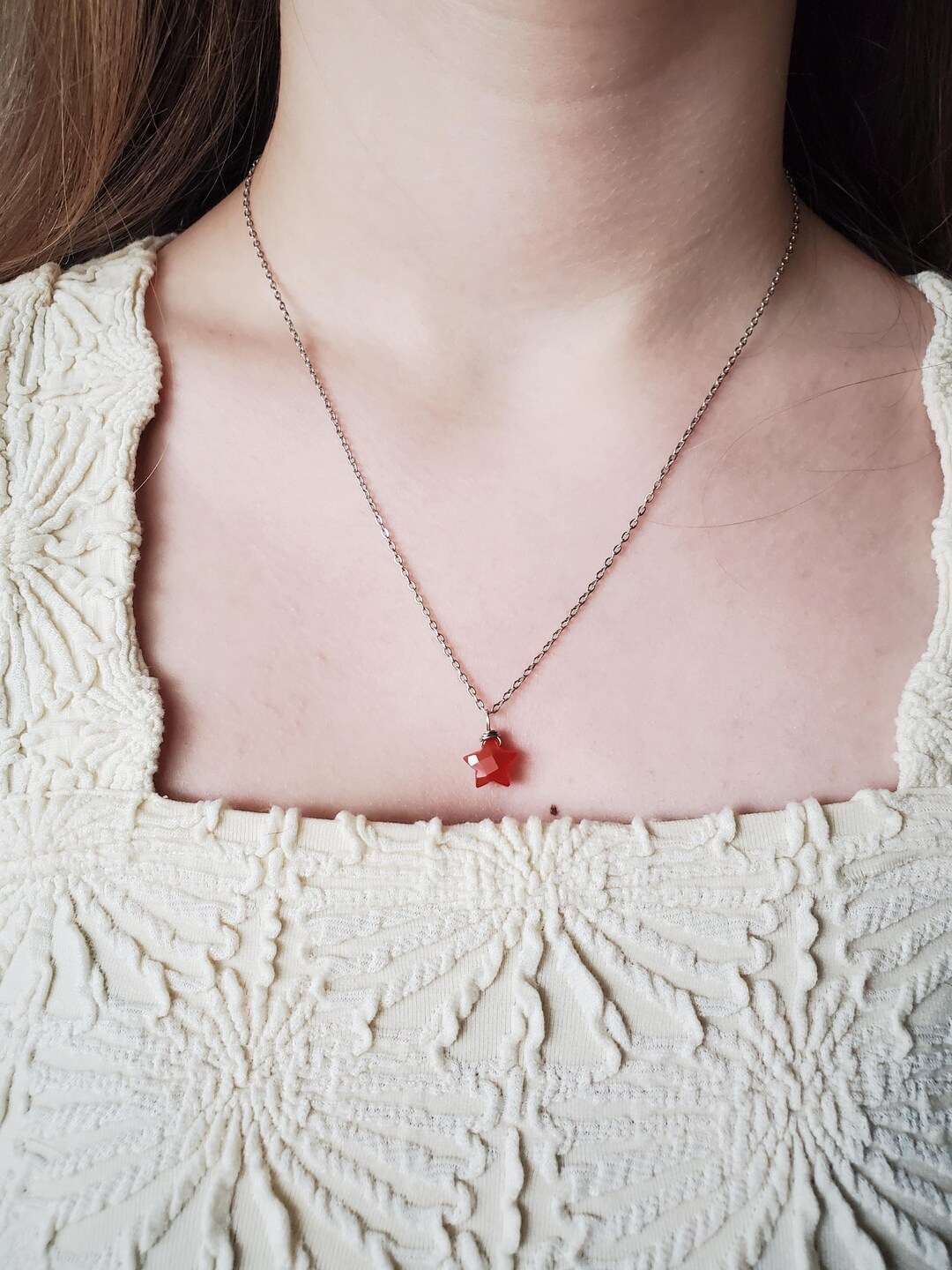 Carnelian Star Necklace, Star Shaped Necklace, Simple Carnelian ...