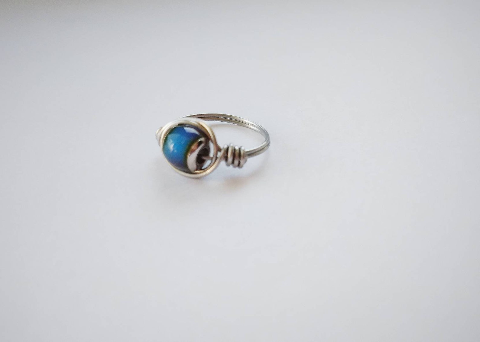 Adult Mood Ring, Wire Wrapped Ring, Boho Ring, Stainless Steel Ring - Etsy