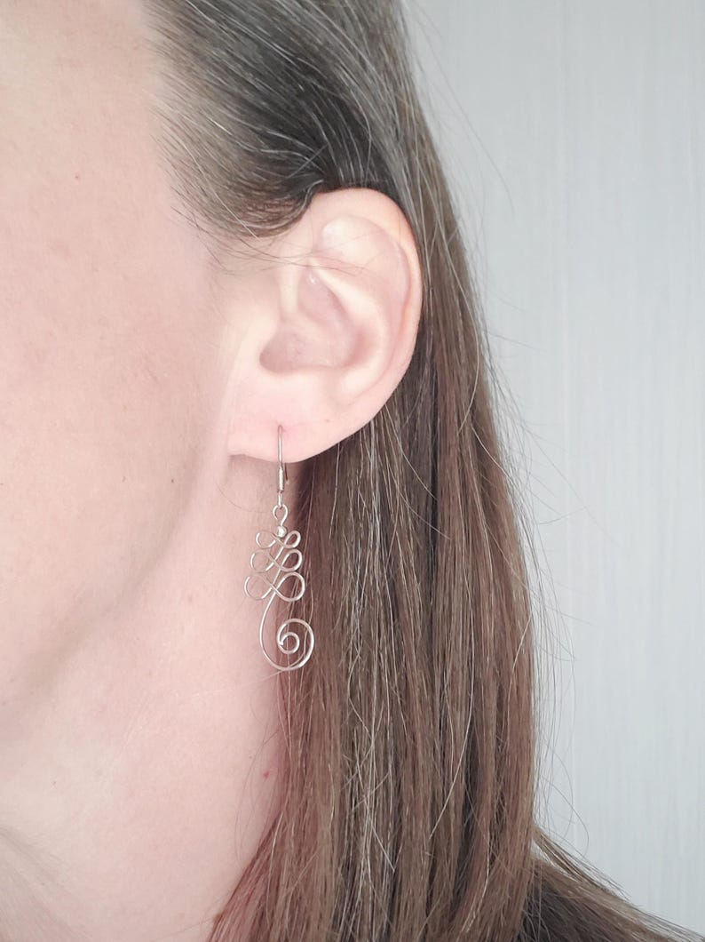 Wire Unalome Earrings, Swirly Earrings, Funky Earrings, Wire Earrings ...