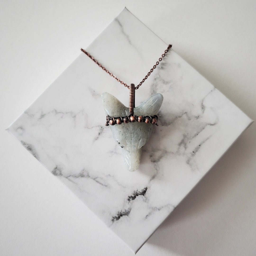 Labradorite Wolf Necklace, Wire Wrapped Wolf Necklace, Labradorite ...