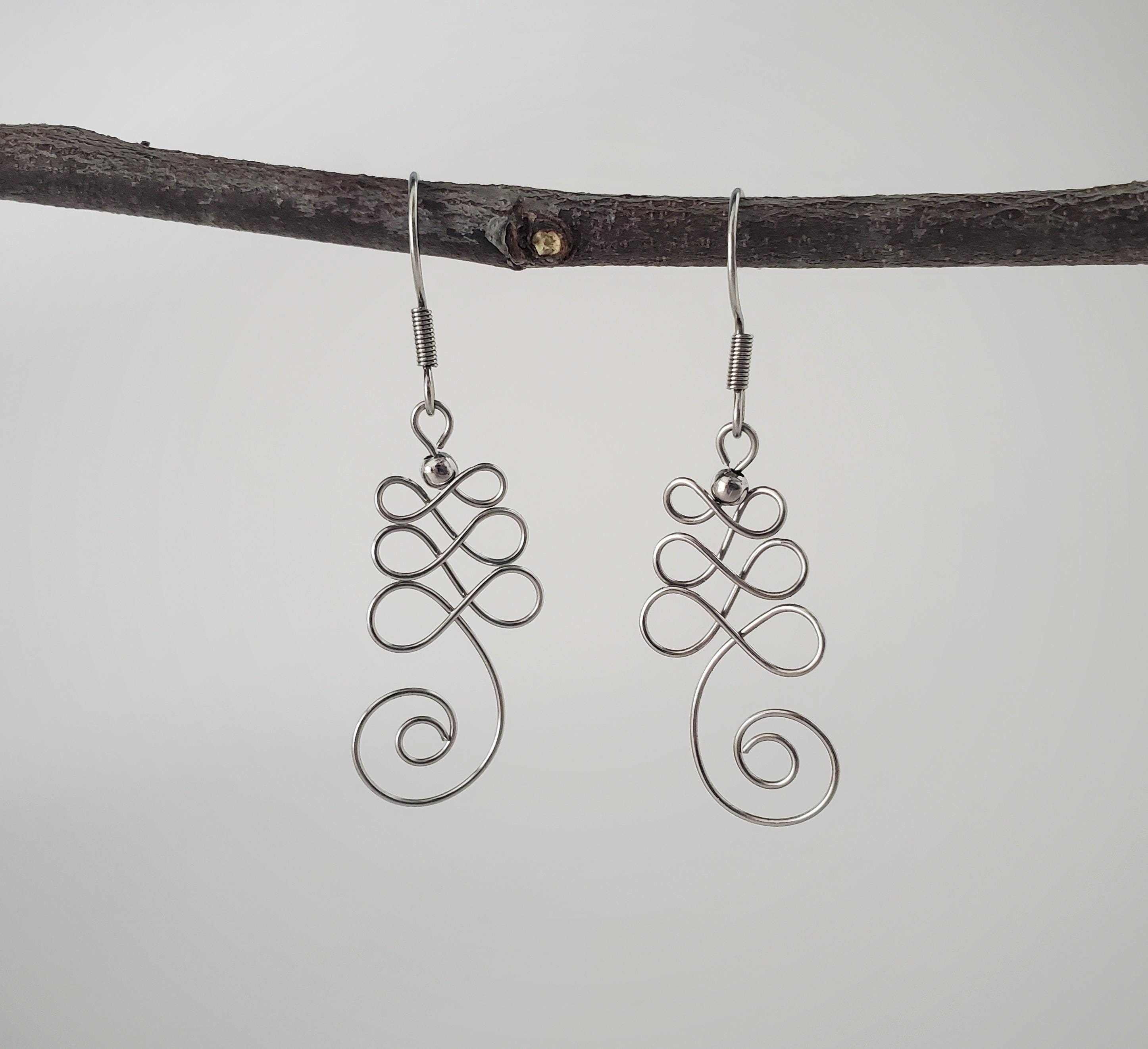 Wire Unalome Earrings, Swirly Earrings, Funky Earrings, Wire Earrings ...