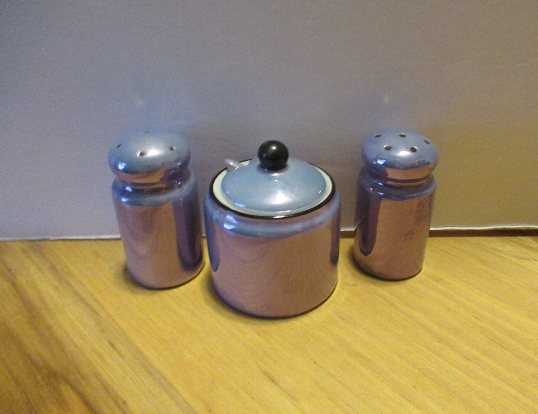 Miniature Iridescent Blue Lusterware Condiment Set With Jar - Etsy