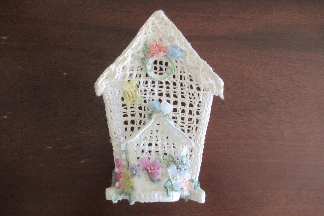 Birdhouse, Thread Crochet Bird House, Spring House, Spring Birdhouse ...
