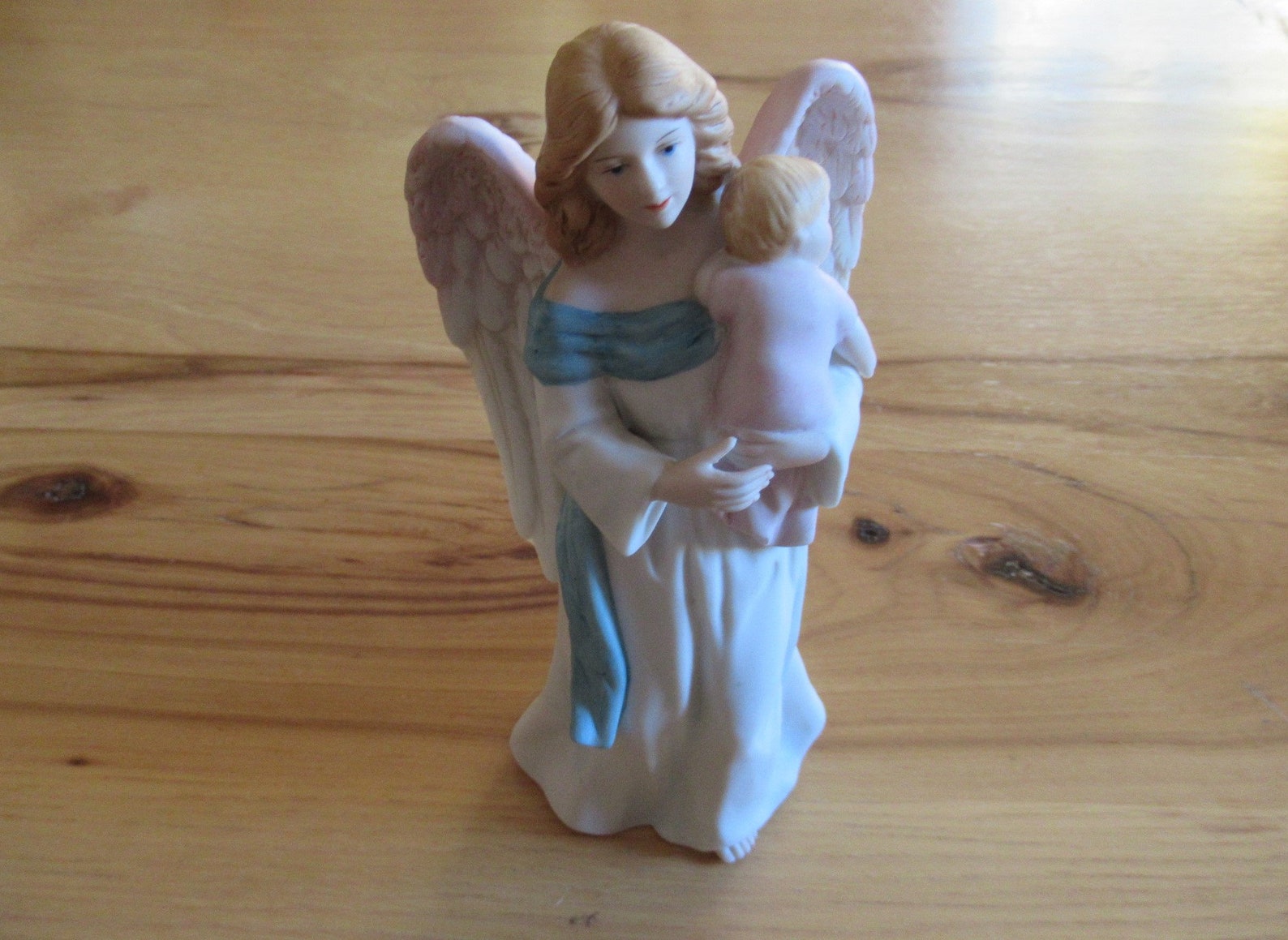 Vintage Homco Angel Figurine With Baby, Angel Holding Sleeping Baby ...