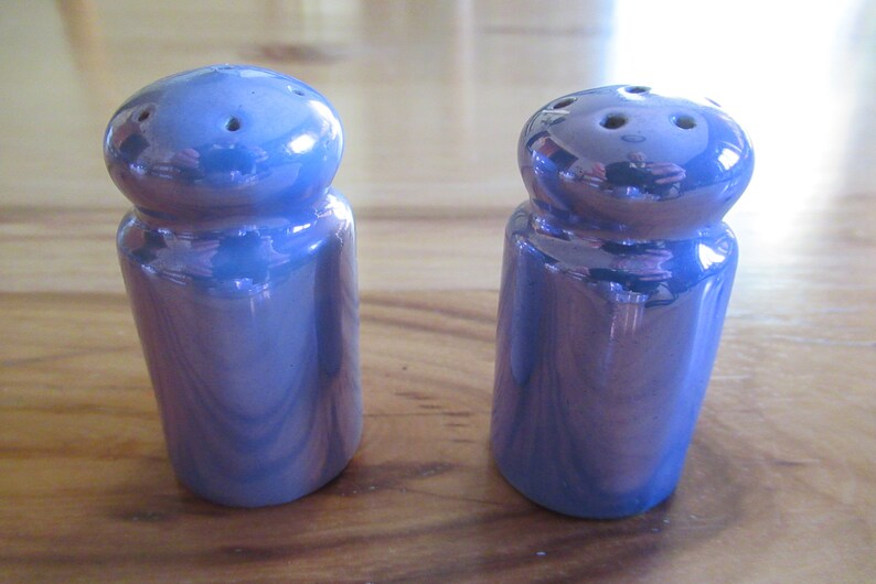 Miniature Iridescent Blue Lusterware Condiment Set with Jar | Etsy