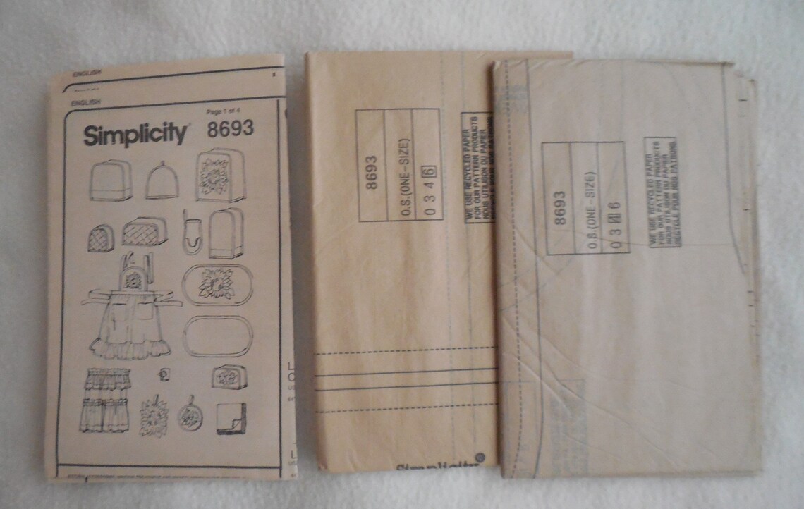 Simplicity Home Pattern 8693 Kitchen Accessories Sew | Etsy