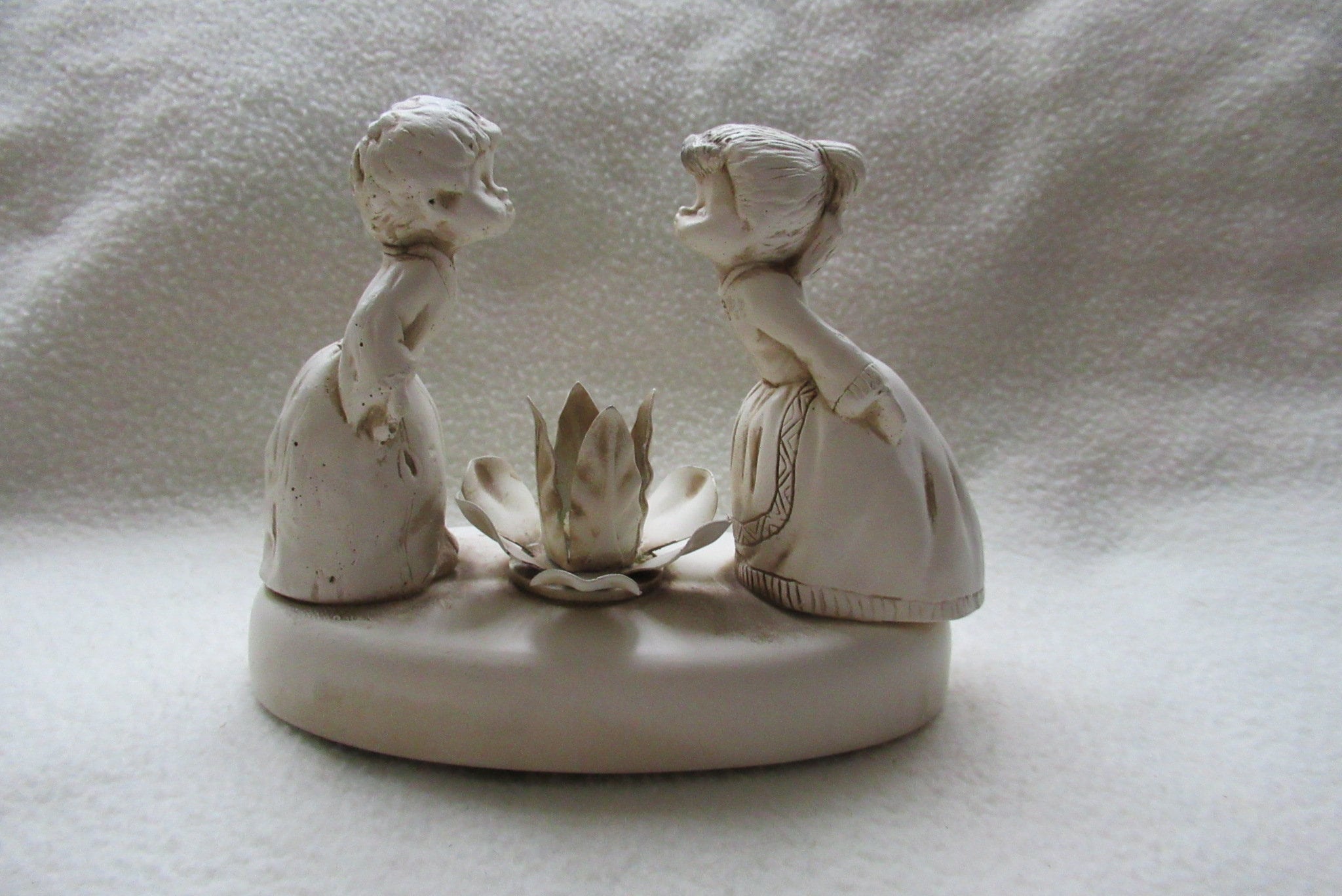 Kissing Couple Candle Holder, Wolin Figurine, Vintage Boy and Girl ...