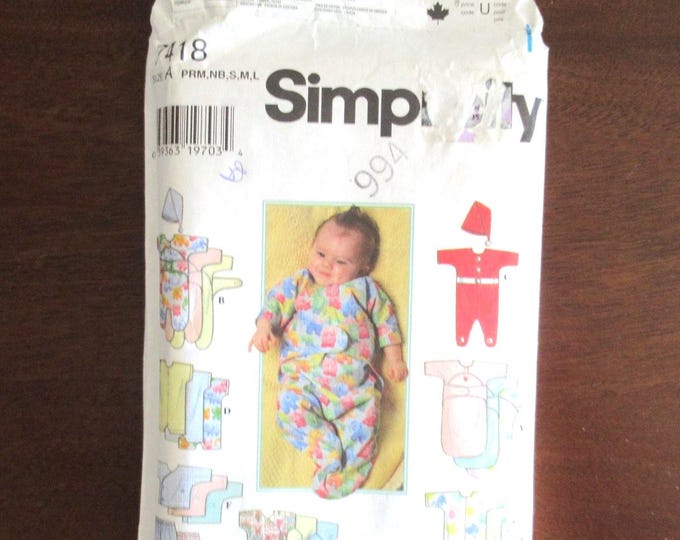 Simplicity 7418 Sewing Pattern Babies and Preemies Layette Sizes PRM-NB ...