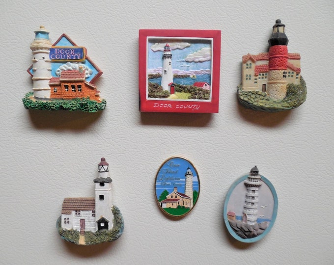 Lighthouse Magnets Refrigerator Kitchen Set of 6, Door County Wisconsin ...
