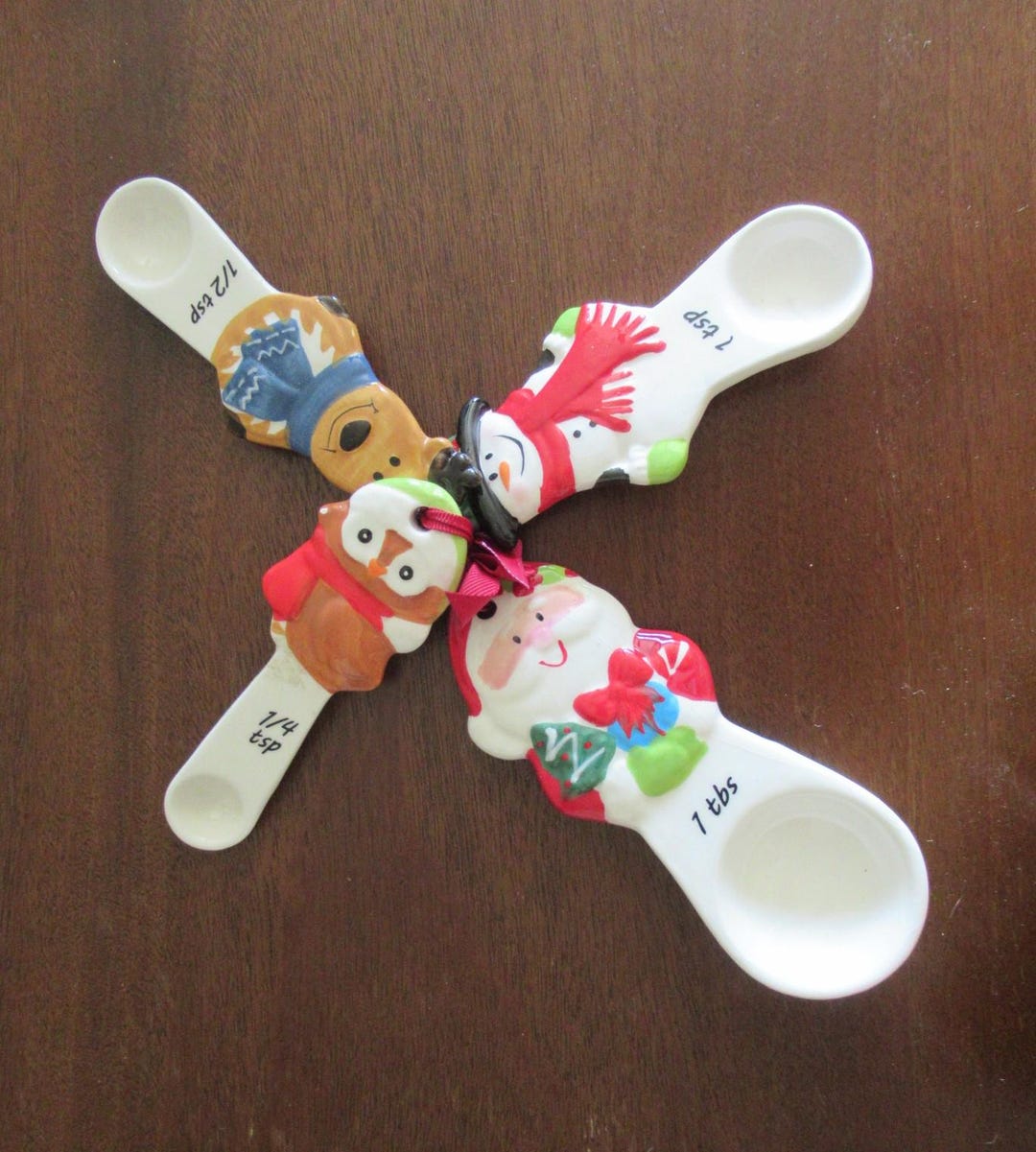 Measuring Spoons, Holiday Measuring Spoon, Santa Snowman Reindeer Owl ...