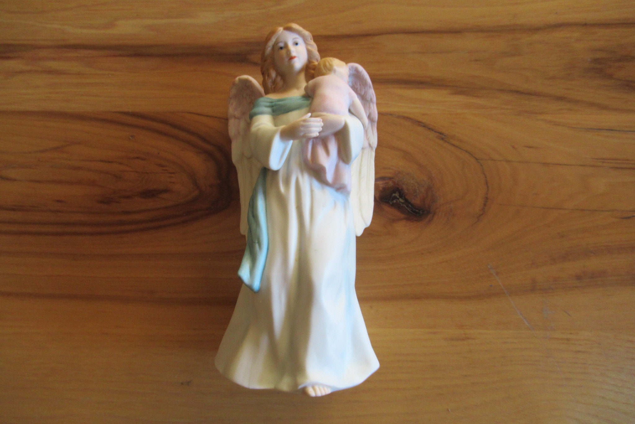 Vintage Homco Angel Figurine With Baby, Angel Holding Sleeping Baby ...