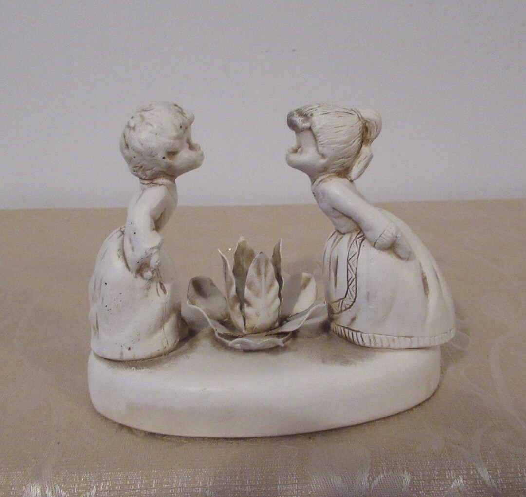 Kissing Couple Candle Holder, Wolin Figurine, Vintage Boy and Girl ...