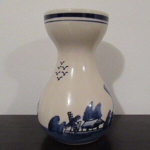 Windmill Vase, Windmill Candle Holder, Blue and White, Holland Windmill ...