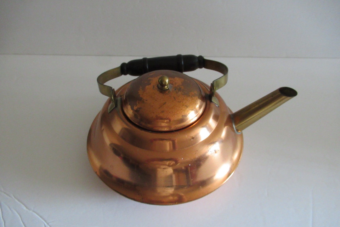 Vintage Copper Kettle With Ceramic Handle, Tea Pot, Tea Kettle, Copper ...