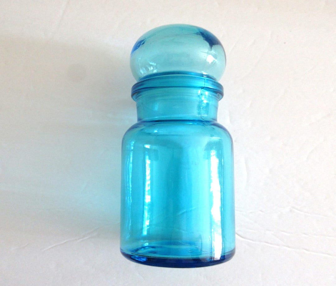 Blue Round Glass Belgium Apothecary Jar, Small Apothecary Jar, Belgium ...