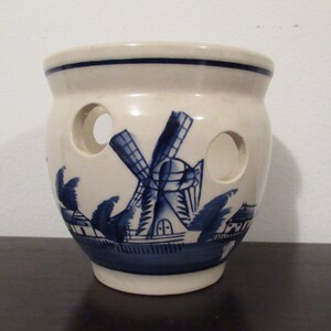 Windmill Vase, Windmill Candle Holder, Blue and White, Holland Windmill ...