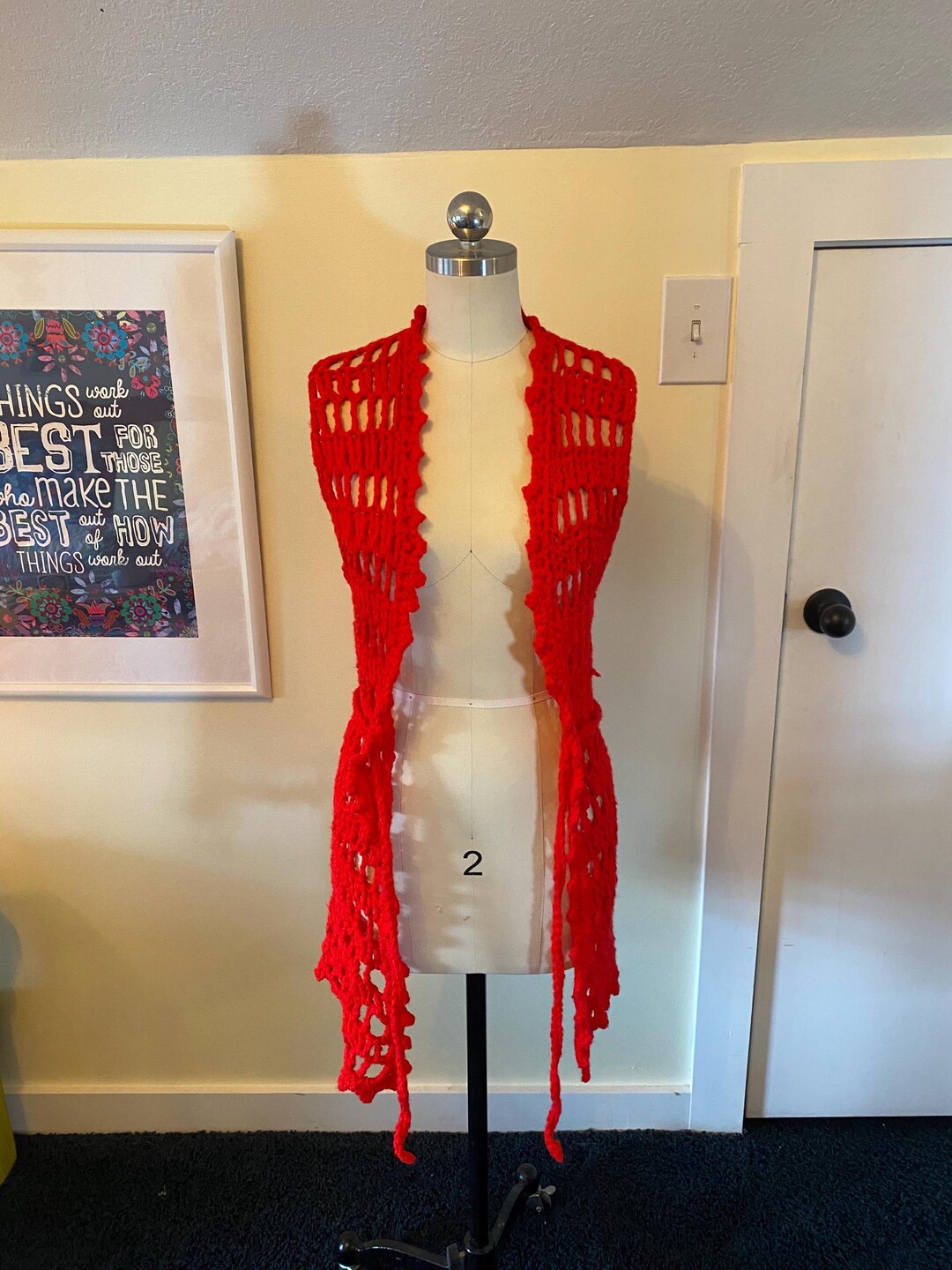 1970s Crimson Crocheted Vest - Etsy