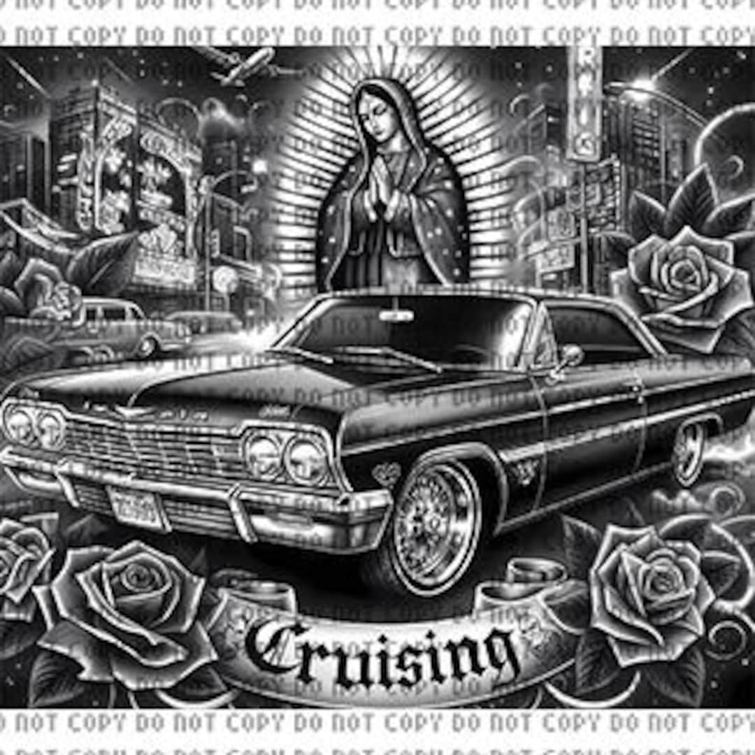 Lowrider Impala Guadalupe PNG Tumbler Sublimation Wrap Digital Download ...