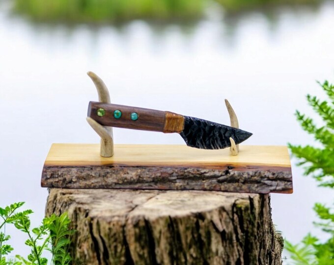 Native American Flint Knapped Obsidian Knife, Artificial Sinew, Hand ...