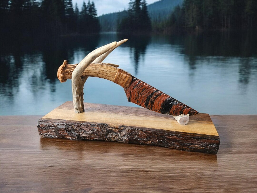 Native American Flint Knapped Mahogany Obsidian Knife, Artificial Sinew ...