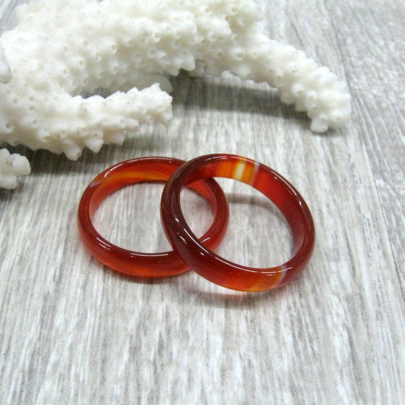 Dark Red Agate Carnelian Carved Stone Band Ring 6 Mm Wide Size - Etsy