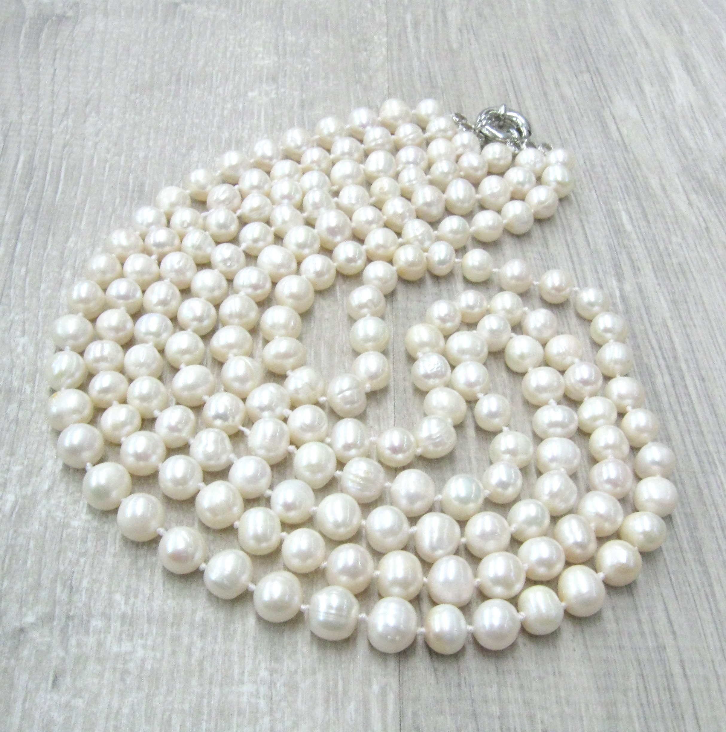 Wedding jewelry genuine pearl necklace Multi strand pearls | Etsy