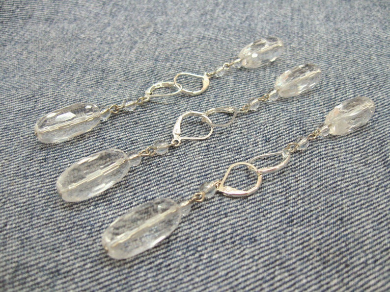 Crystal Quartz Drop Earrings Crystal Clear Dangle Earrings - Etsy