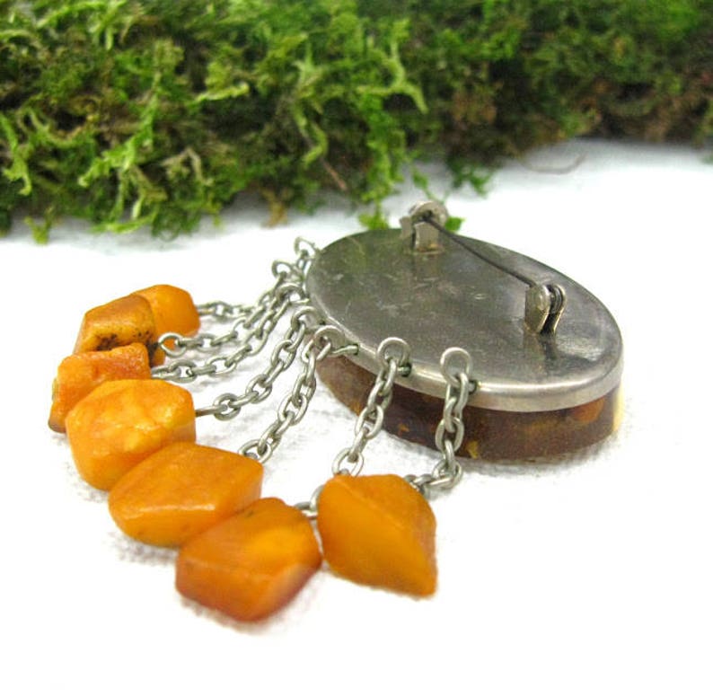 Natural Baltic Amber Antique Brooch 20 gr Old Honey | Etsy