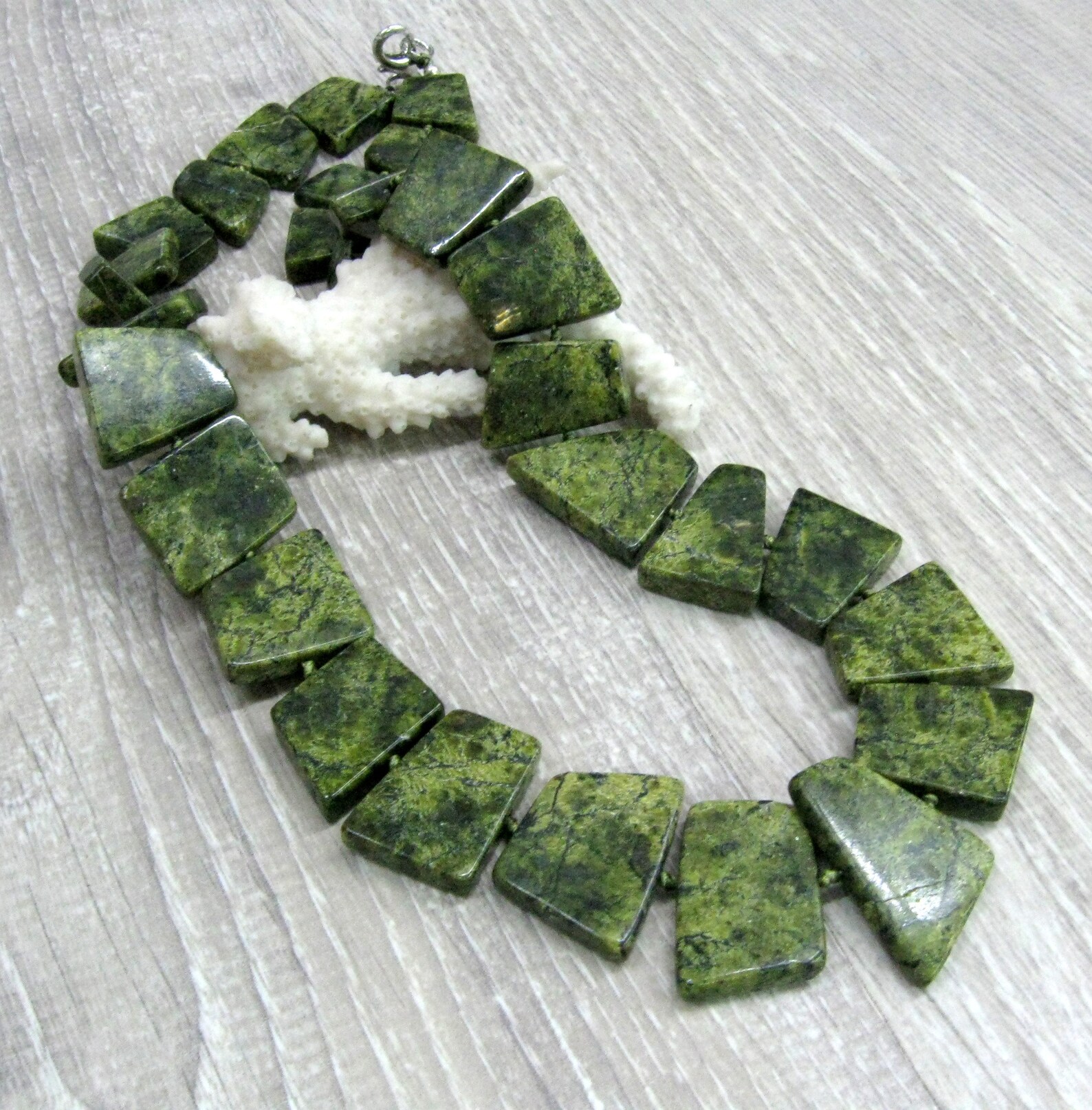 Russian Serpentine Gemstone Jewelry Chunky Stone Slab Necklace - Etsy