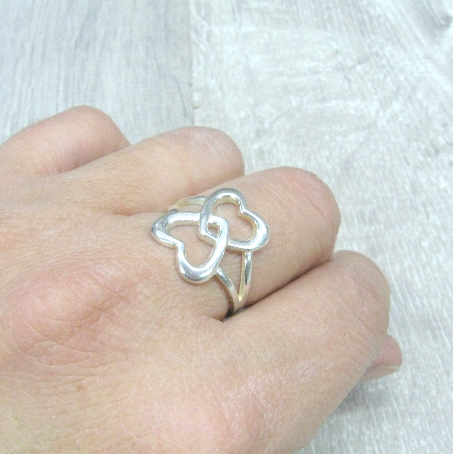 Double Heart Statement Rings Interlocked Hearts Eternity Love Rings ...