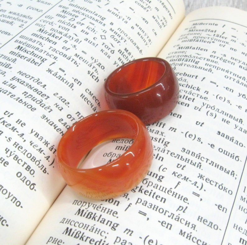 Extra Wide Band Rings Carved Stone Rings Solid Stone Orange | Etsy