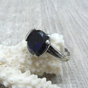 Purple Swarovski Crystal Ring, Russian Vintage Silver Plated Rings for ...