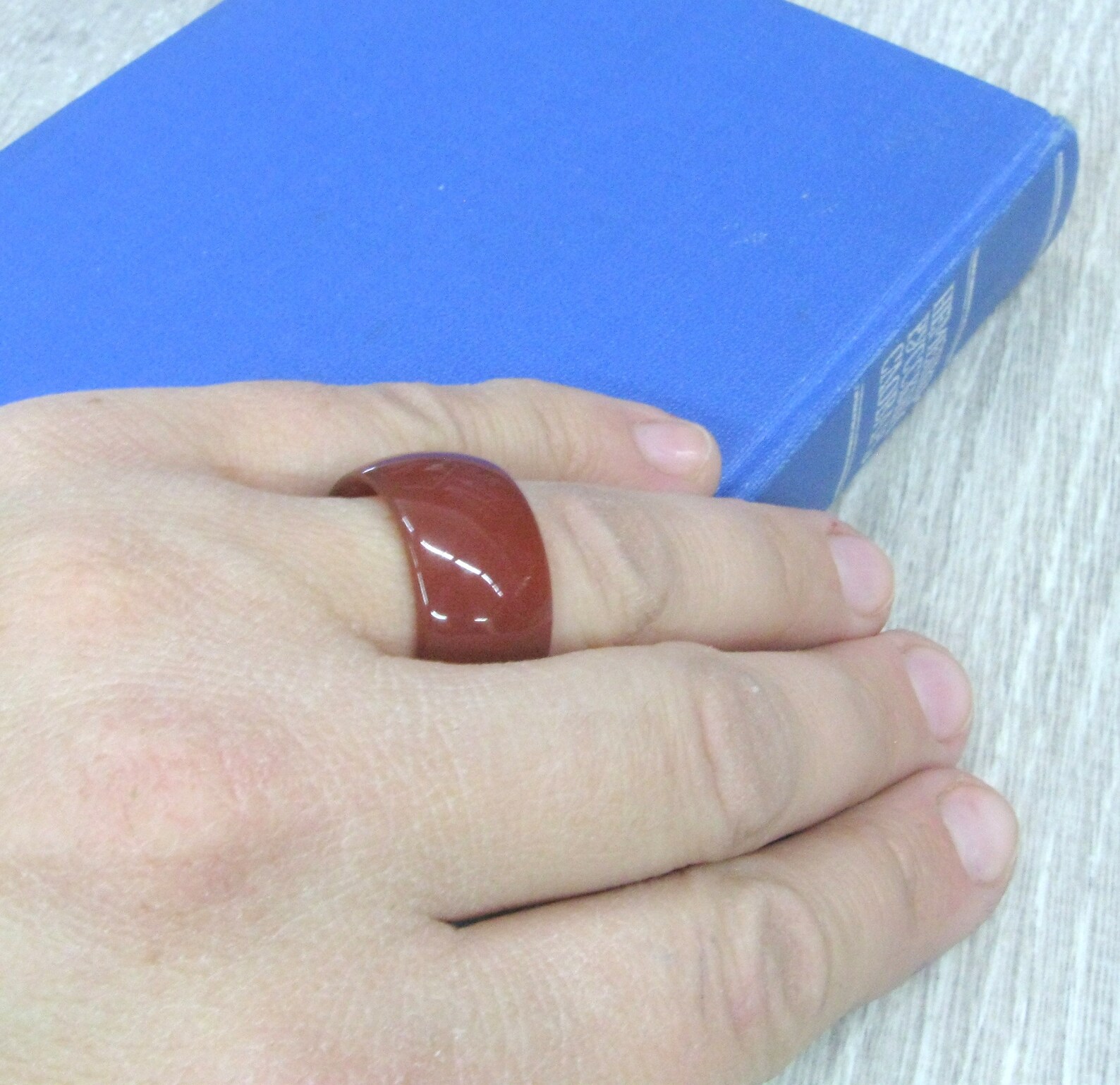 Extra Wide Band Rings Carved Stone Rings Solid Stone Orange | Etsy