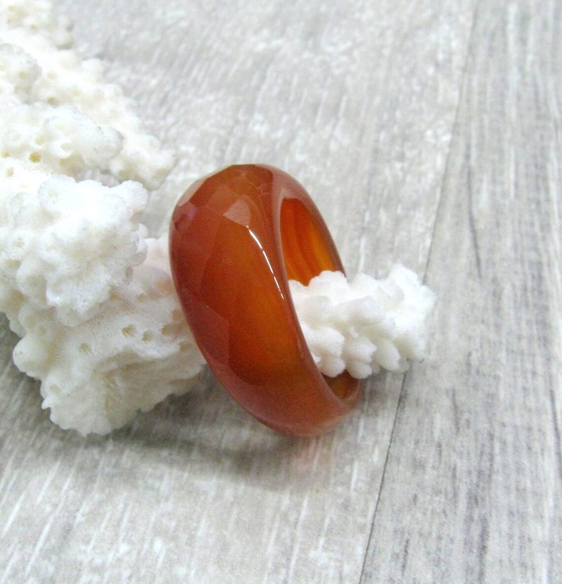 Orange Agate Carnelian Carved Stone Ring With Buff Top Solid | Etsy