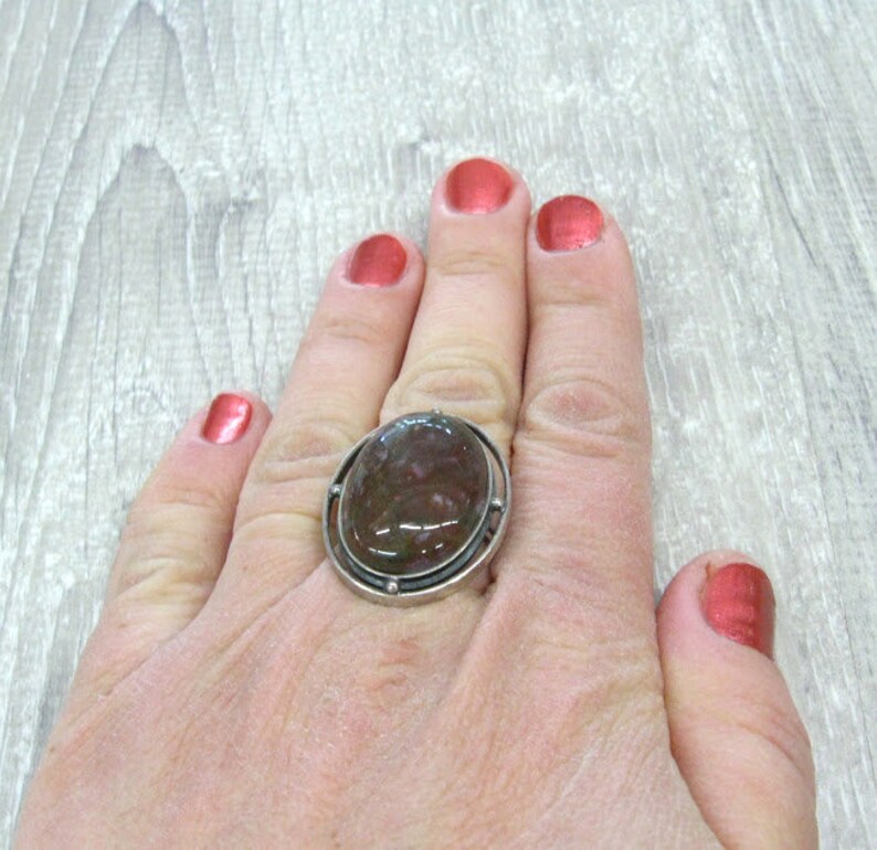 Vintage Red Pink Jasper Ring Size 8 Gemstone Rings for Women - Etsy