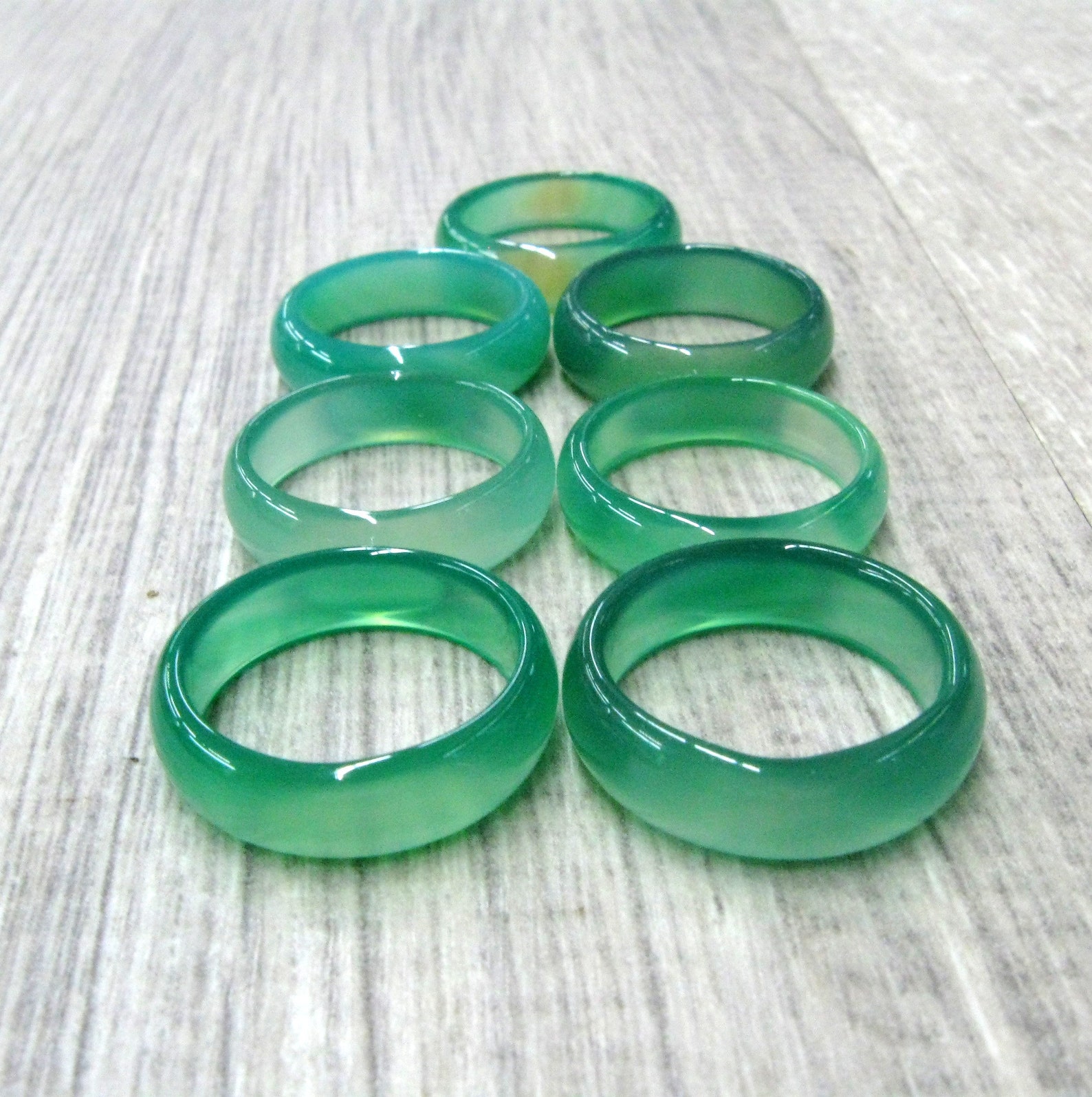 Natural Green Agate Ring Solid Stone Band Gemstone Ring Small - Etsy