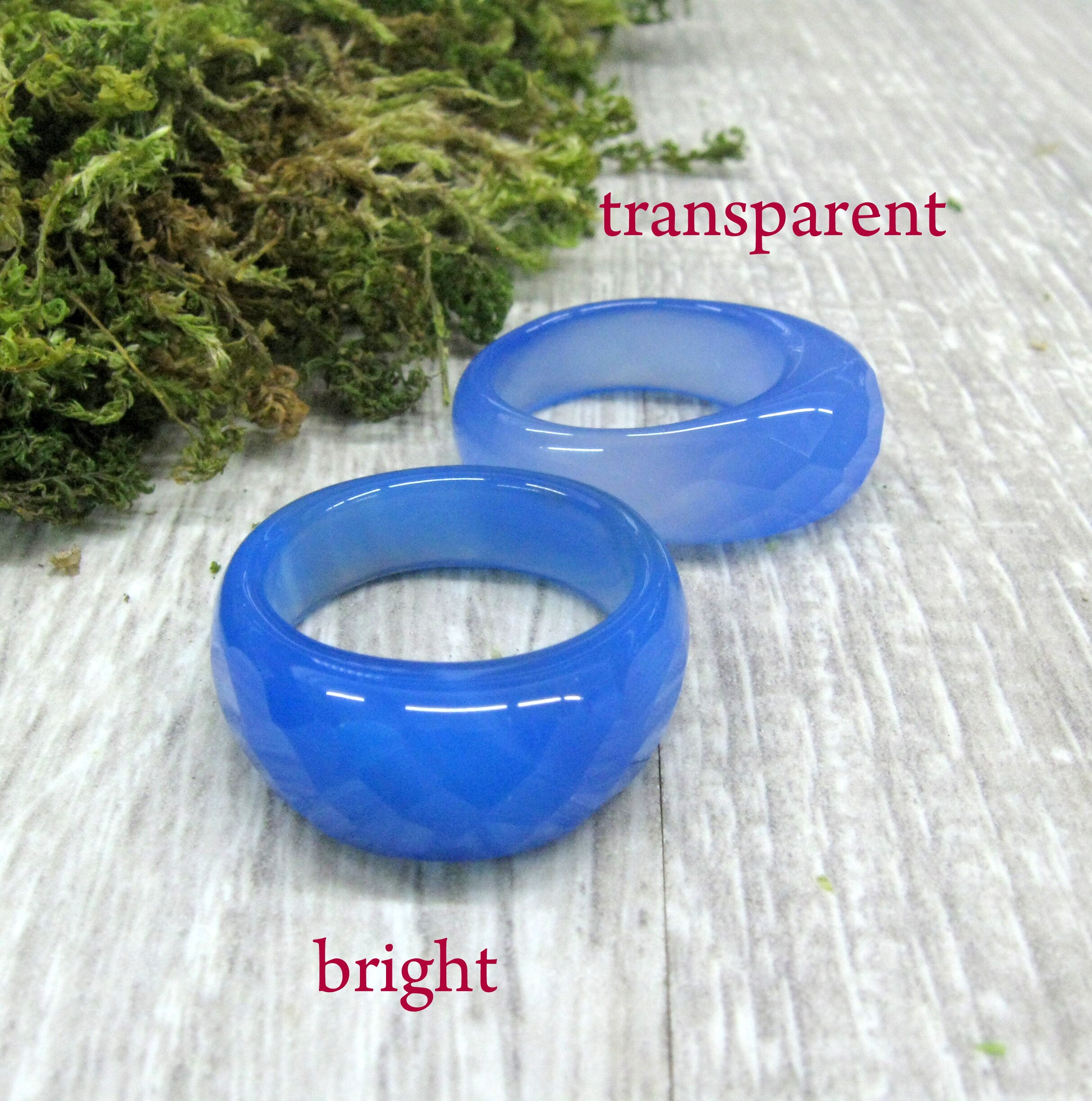 Cornflower blue agate ring solid stone rings size 6 7 8 9 | Etsy