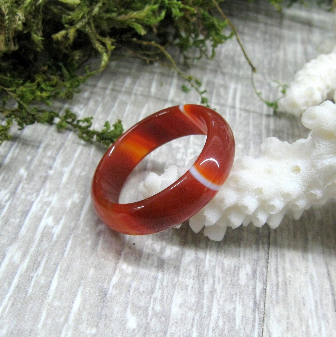 Bright Orange Carved Gemstone Bands 6 Mm Natural Carnelian Whole Stone ...