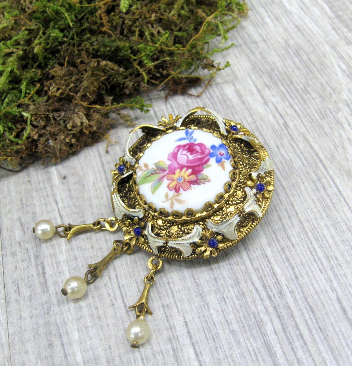 Emaille Brosche russische Finift Schmuck Rose Blume Pin Mid - Etsy.de