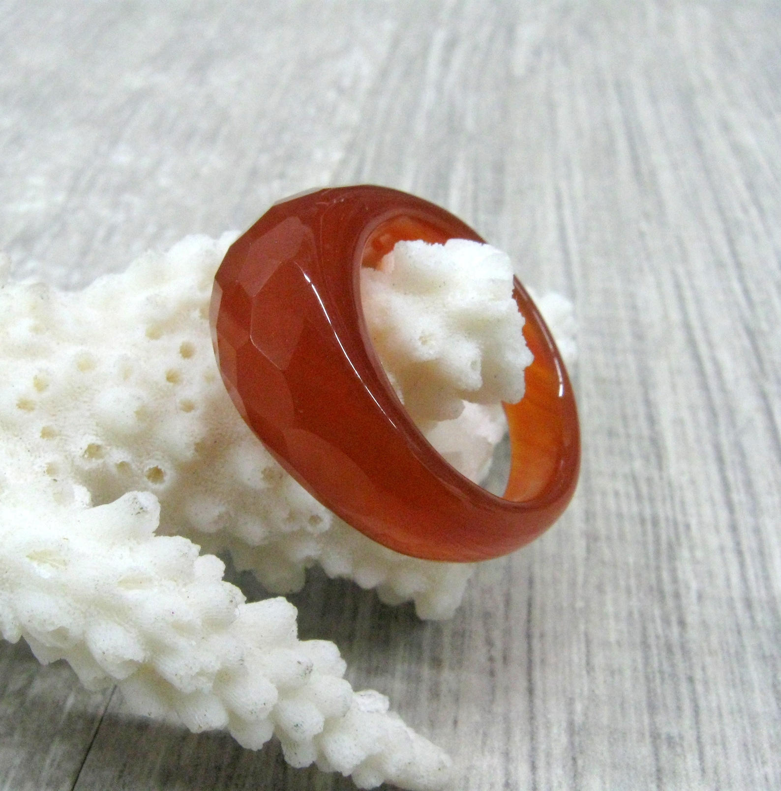 Orange Agate Carnelian Carved Stone Ring With Buff Top Solid | Etsy