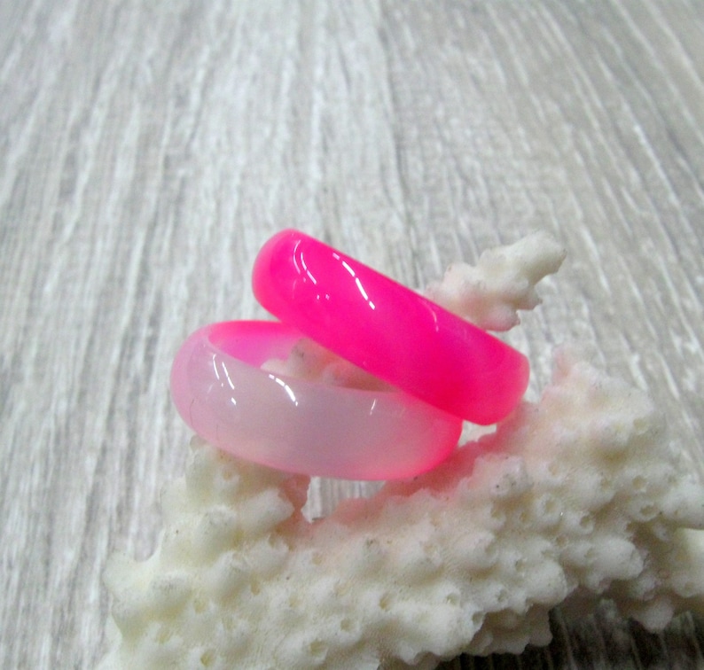 Hot Pink Agate Gemstone Band Ring Size4 6 7 8 9 10 Carved - Etsy