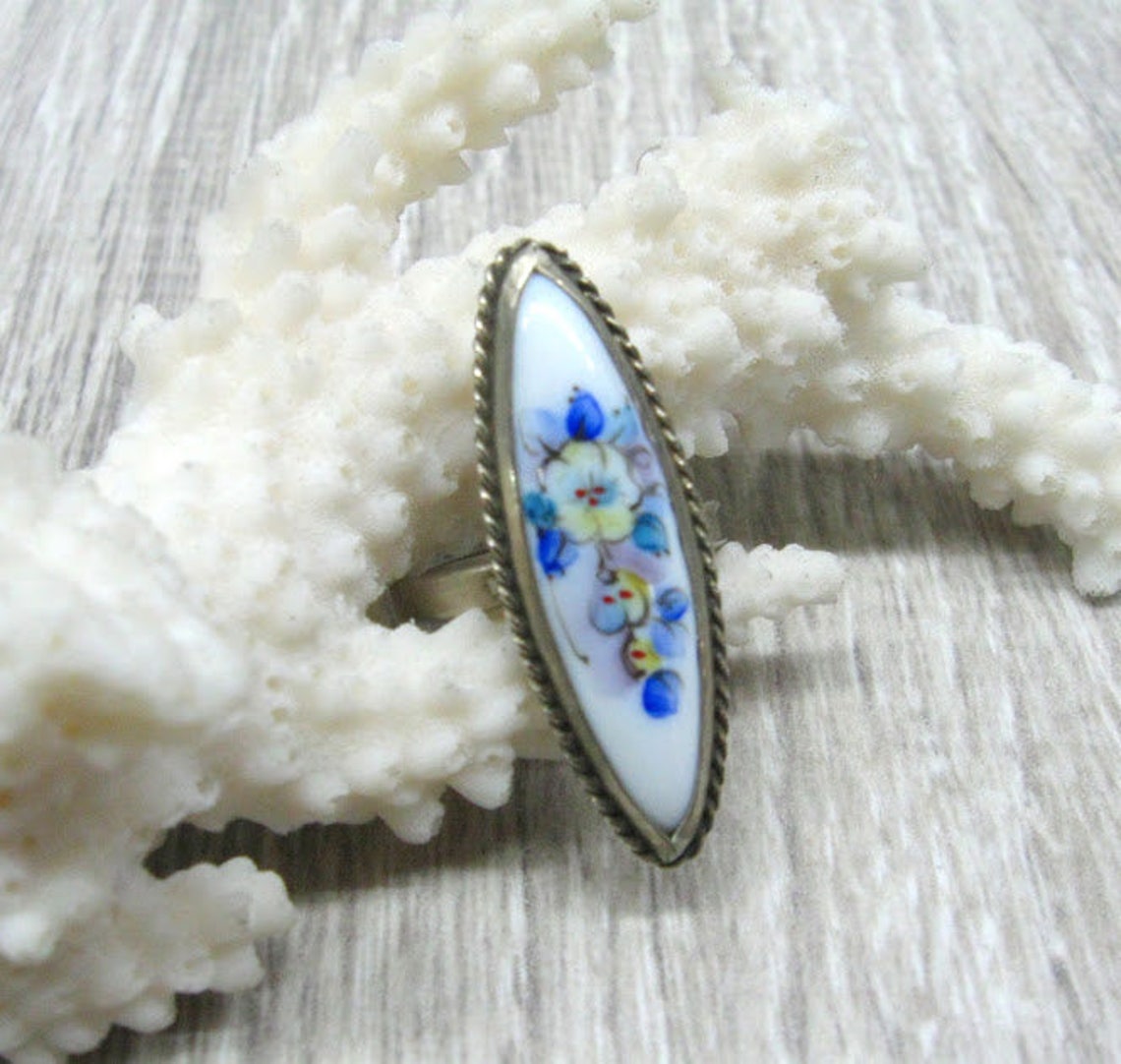 Vintage enamel ring Russian wedding jewelry something blue | Etsy