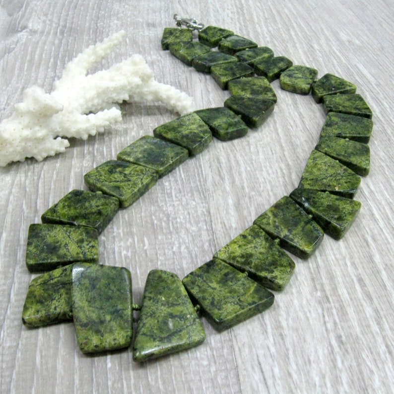 Russian Serpentine Gemstone Jewelry Chunky Stone Slab Necklace - Etsy
