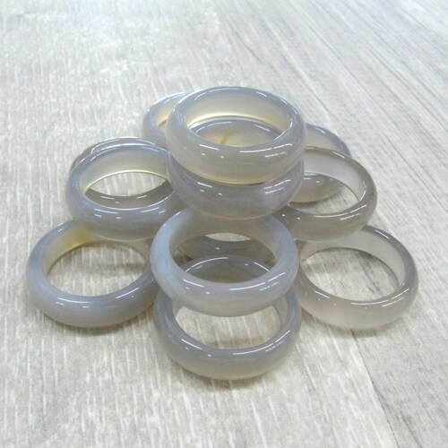 Natural Gray Agate Solid Stone Band Rings Size 5 6 7 8 9 - Etsy