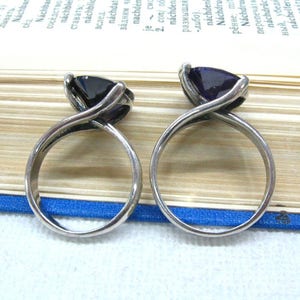 Purple Swarovski Crystal Ring, Russian Vintage Silver Plated Rings for ...