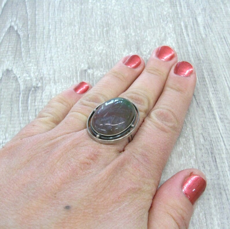 Vintage Red Pink jasper ring size 8 gemstone rings for women | Etsy