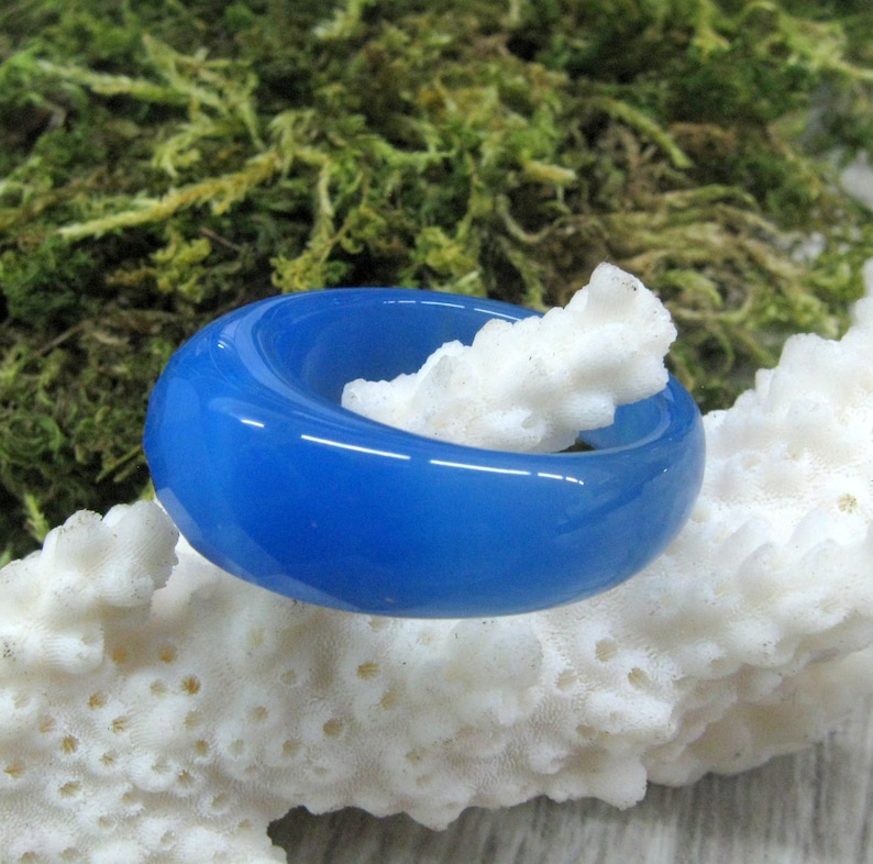 Cornflower Blue Agate Ring Solid Stone Rings Size 6 7 8 9 - Etsy